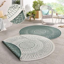 Hanse Home Teppich &raquo;Porto Wendeteppich&laquo; rund 5 mm H&ouml;he In-& Outdoor, Wetterfest, Balkon, Garten, Wohnzimmer, Wasserfest gr&uuml;n Kunstfaser &Oslash; 240cm 1 Stk.
