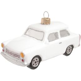 Christbaumschmuck &raquo;Wei&szlig;er Trabant, 11cm&laquo; Christbaumschmuck aus Glas, mundgeblasen, handgefertigt, Figur wei&szlig; Glas Einheitsgr&ouml;&szlig;e