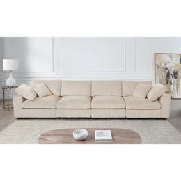 OTTO home 4-Sitzer &raquo;Berny, individuell stellbar, Modul-Sofa&laquo; inklusive 2 gro&szlig;en & 2 kleinen Zierkissen im flauschigen Cord beige 100% PES B/H/T: 351cm