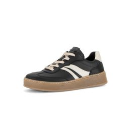 Gabor Damen Sneaker, Gr. 35, schwarz-wei&szlig;, Glattleder, Kalbsleder, Schuhe, Freizeitschuh, Halbschuh, Schn&uuml;rer mit Kontrastbesatz, Weite G (=weit)