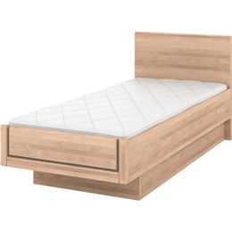 Musterring Holzbett &raquo;Sorrent, Bettgestell, Bettrahmen, teilmassiv Eiche&laquo; Eiche teilmassiv, Liegeh&ouml;henverstellung, in schwebender Optik braun L&auml;nge B: 210cm x 