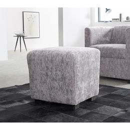 Home Affaire Hocker &raquo;Bob&laquo; silber Luxus-Microfaser (92% Polyester, 8% Nylon);Struktur fein ( 100% Polyester);Struktur in Chenille-Optik (30% Polyester,