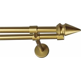 Garesa Gardinenstange &raquo;SPYRNA&laquo; &Oslash; 16 mm 2 l&auml;ufig-l&auml;ufig Wunschma&szlig;l&auml;nge Vorhanggarnitur, verl&auml;ngerbar, Spitze, ohne Ringe gold Holzwerkstoff, Metall B/L