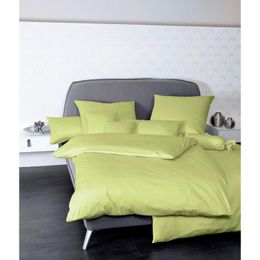 Janine Bettw&auml;sche &raquo;Colors&laquo; 3 Stk. feinf&auml;dige uni Bettw&auml;sche f&uuml;r alle Jahreszeiten, Markenrei&szlig;verschluss gr&uuml;n Mako-Satin, Obermaterial: 100% Baumwolle B/L: 
