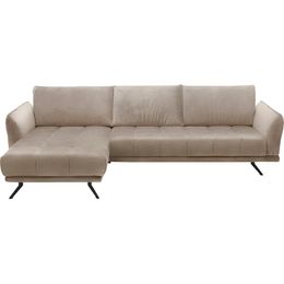Die PlanBar Ecksofa &raquo;MP-IN20041 L-Form&laquo; optional Sitztiefenverstellung und Kopfst&uuml;tzen grau 100% Polyester B/H/T: 285cm x 84cm x 178cm, Velours, 