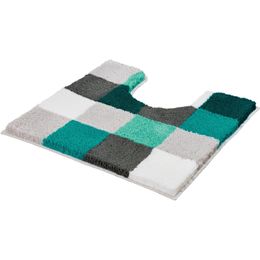 Badematte Kleine Wolke, H:25mm, blau, Kunstfaser, Badematten, "Caro, Badvorleger, Badezimmer Teppich", Badteppich, modernes Karo-Muster,