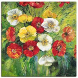 Artland Leinwandbild &raquo;Bunter Blumenstrau&szlig;&laquo; Blumen 1 Stk. tlg. auf Holzrahmen gespannt gr&uuml;n Leinwand B/H/T: 70cm x 70cm, Leinwandbild Blumen quadratisch, 1 Stk