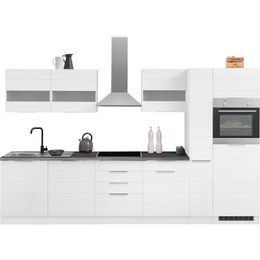 KOCHSTATION K&uuml;chenzeile &raquo;KS-Luhe&laquo; 330 cm breit, wahlweise mit oder ohne E-Ger&auml;ten, gefr&auml;ste MDF-Fronten wei&szlig; B/H/T: 330cm x 60cm, ohne E-Ger&auml;te