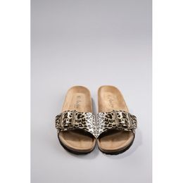 Aniston Shoes Damen Aniston SHOES Pantolette Strandschuh, Sommerschuh, Urlaubschuh, leo schwarz 38