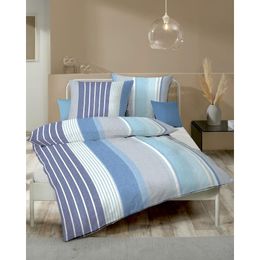 Kaeppel Bettw&auml;sche &raquo;Dutch&laquo; 2 Stk. blau Perkal, Obermaterial: 100% Baumwolle B/L: 135cm x 200cm, 1 Stk., 1 Stk., Perkal, B/L: 80cm x 80cm, 2 Stk.