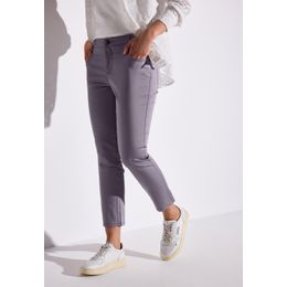 Street One Damen 7/8-Hose, lila, Gr. 42, unifarben mit Farbeinsatz, Web, 97% Baumwolle, 3% Elasthan, Hosen, 4-Pocket Style