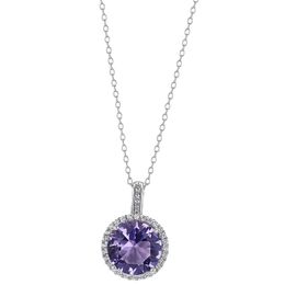 Firetti Damen Kette mit Anh&auml;nger &raquo;Schmuck Geschenk Silber 925 Halsschmuck Halskette Ankerkette Kreis&laquo; mit Glasstein, Zirkonia (synth.) lila Silber 925