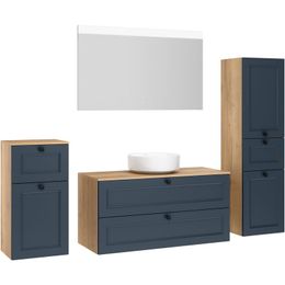 Nobilia Badm&ouml;bel-Set &raquo;Cascada&laquo; Set, inkl. Aufsatzwaschbecken und beleuchtetem Spiegel mit Touch-Sensor, 4 Stk. tlg. B/H/T: 230cmcm x 184cmcm x 