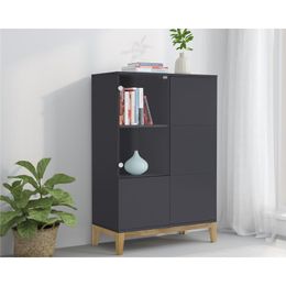 OTTO home Highboard &raquo;Maryd&laquo; Kommode, Midischrank, m. Glas- u. Holzt&uuml;ren, Einlegeb&ouml;den, Breite 80cm Holzwerkstoff, MDF B/H/T: 80cm x 122cm x 40cm, 3 