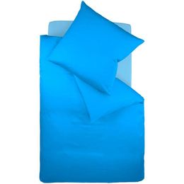 Fleuresse Bettw&auml;sche &raquo;Colours in 135x200, 155x220 oder 200x200 cm&laquo; 3 Stk. Bettw&auml;sche aus 100% Baumwolle, uni, mit Rei&szlig;verschluss blau Mako-Satin, 