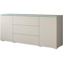 Home Affaire Sideboard &raquo;VERA, grifflos&laquo; verstellbare Einlegeb&ouml;den, Wahlweise mit oder ohne Beleuchtung beige B/H/T: 150cm x 67,9cm x 39,5cm,mit 