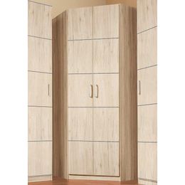 Priess Eckkleiderschrank &raquo;Bilbao&laquo; mit 3 verschiedenen Fronten braun B/H/T: 193cm x 36cm,mit Aufleistungen