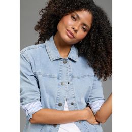 Kangaroos Damen Kangaroos Jeansjacke modischer Stil, normaler Kragen, aufgesetzte Taschen, Comfort Fit blau 36