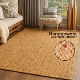 MyFlair Teppich &raquo;Lola&laquo; rechteckig 10 mm H&ouml;he Juteteppich, Wendeteppich, handgeflochten, 100% Naturfaser, Boho-Style beige Jute B : 100cm 1 Stk., 10mm, L: 