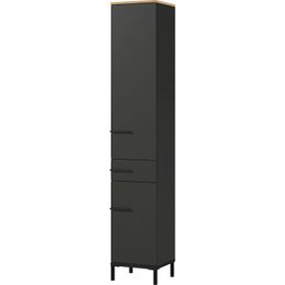 Germania Hochschrank &raquo;Yonkers&laquo; Hochwertige ABS-Kanten, Steggriffe und hohe F&uuml;&szlig;e, T&uuml;rd&auml;mpfung braun Graphit/Navarra-Eiche-Nachbildung, B/H/T: 34cm x 