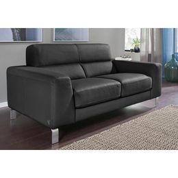 Calia italia 2,5-Sitzer &raquo;Simon, hoher Sitzkomfort, modern und elegant, italienisches Designsofa&laquo; in zwei Lederqualit&auml;ten schwarz Leder SORRENTO - 100%