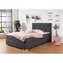 Home Affaire Boxbett &raquo;Tynan&laquo; wahlweise mit Bettkasten, in H2, H3 & H4 erh&auml;ltilich grau Struktur Mit Bettkasten, Liegefl&auml;che B/L: 140cm x 200cm, 