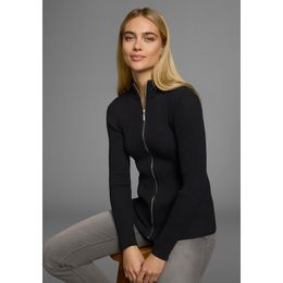 AJC Damen AJC Strickjacke in Rippstrick, mit Stehkragen und Zipper schwarz 36/38 (S)