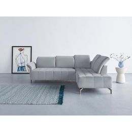 OTTO home Ecksofa &raquo;Fresh L-Form&laquo; Federkern, wahlweise Kopfteilverstellung und motorischer Vorziehsitz grau 100% Polyester B/H/T: 260cm x 79cm x 220cm,