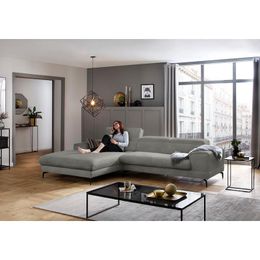 W.Schillig Ecksofa &raquo;piedroo, Designsofa mit tollem Sitzkomfort, L-Form&laquo; Kopfteilverstellung, wahlweise mit Sitztiefenverstellung, Breite 303cm grau 