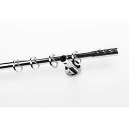 Garesa Gardinenstange &raquo;EASY&laquo; &Oslash; 20 mm 1 l&auml;ufig-l&auml;ufig Wunschma&szlig;l&auml;nge Vorhanggarnitur, verl&auml;ngerbar, Endk. mit 3 L&ouml;cher, Alu, m. Ringe grau Aluminium B/