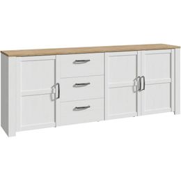 FORTE Sideboard &raquo;Bohol, gro&szlig;es Sideboard,Breite 2,20 mtr. Soft-Close, Stauraum&laquo; B/H/T 220,8/87/42cm, 3 T&uuml;ren, 3 SK wei&szlig; Spanplatte B/H/T: 220,8cm x 