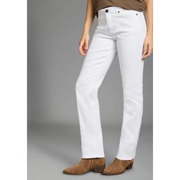 Arizona Damen Gerade Jeans gerade geschnitten, normale Passform, hohe Leibh&ouml;he wei&szlig; 18, K + L Gr