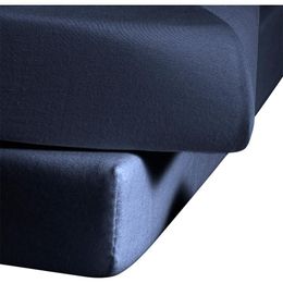 Fleuresse Spannbettlaken &raquo;Ines hochwertiger Jersey aus reiner Baumwolle,&laquo; aus Baumwolle, f&uuml;r Matratzen bis 23 cm H&ouml;he, Bettlaken, Spannbetttuch blau 