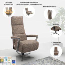 Sit & More sit&more TV-Sessel &raquo;Vario Comfort, inkl. Kopfteilverstellung & 360&deg; Drehfunktion&laquo; mit Gasdruck, H&ouml;he der Armelehnen 60cm beige 100% Polyester 