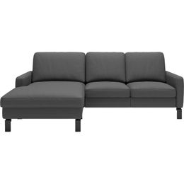 Home Affaire Ecksofa &raquo;Lecce, L-Form, Federkernpolsterung, Breite 224 cm&laquo; inkl. saugroboterfreundliche H&ouml;he & schmale Armlehnen grau 100% Leder B/H/T: 