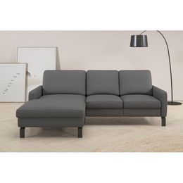 Home Affaire Ecksofa &raquo;Lecce, L-Form, Federkernpolsterung, Breite 224 cm&laquo; inkl. saugroboterfreundliche H&ouml;he & schmale Armlehnen grau 100% Leder B/H/T: 