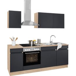 Optifit K&uuml;chenzeile &raquo;Roth&laquo; Breite 210 cm, wahlweise mit E-Ger&auml;ten, Push-to-Open-Funktion grau B/H/T: 210cm x 60cm, ohne E-Ger&auml;te