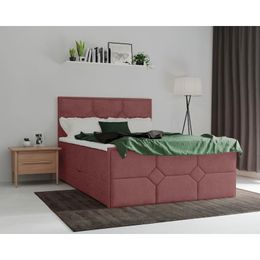 Home Affaire Boxspringbett &raquo;Ambre&laquo; mit Taschen-Federkernmatratze rot Holz teilmassiv Samtvelours Holz teilmassiv, Liegefl&auml;che B/L: 160cm x 200cm, H2 +