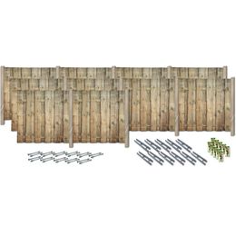 Konifera Sichtschutzelement &raquo;FULLERTON&laquo; Rustikale Bohlen, verschiedene L&auml;ngen gr&uuml;n Massivholz, Stahl H/L: 180cm x 18,99m, Pfosten: 11 Stk.
