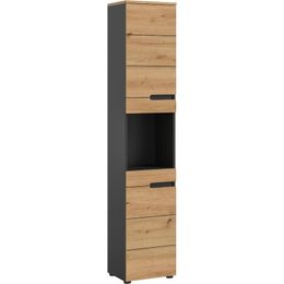 Welltime Hochschrank &raquo;REHAT, T&uuml;ren mit Soft-Close, eingefasste Griffaussparung in der Front&laquo; BxHxT: 38x193x34 cm, 2 T&uuml;ren, 5 F&auml;cher braun FSC -