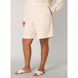 Base Level Curvy Damen Relaxshorts &raquo;YARDAN&laquo; Sommerhose aus Leinen und Viskose und mit elastischem Bund beige 46, N-Gr