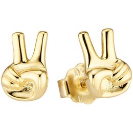 Bruno Banani Damen Paar Ohrstecker &raquo;Schmuck Geschenk Silber Ohrring Peace-Design&laquo; gold Silber 925 (Sterlingsilber)