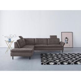 Quelle Home affaire Ecksofa &raquo;Birkholm L-Form&laquo; Armlehnverstellung, auch in Easy Clean Bezug - mit Wasser zu reinigen grau 100% Polyester B/H/T: 270cm x 83cm x