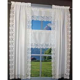 HOSSNER - ART OF HOME DECO Gardine &raquo;Rie&szlig;ersee&laquo; Stangendurchzug 1 Stk. tlg. mit Ausbrenner-Stickerei beige Polyester 150cm, Stangendurchzug, 90cm