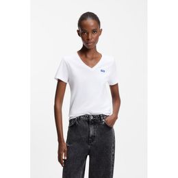 Hugo Damen Hugo T-Shirt &raquo;Classic V&laquo; mit Logo, V-Ausschnitt wei&szlig; XS (34)