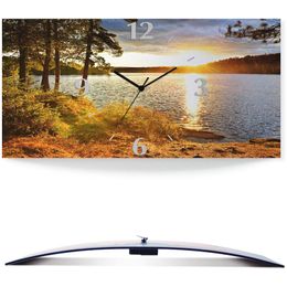 Artland Wanduhr &raquo;Sonnenuntergang &uuml;ber See Algonquin Park&laquo; wahlweise mit Quarz- oder Funkuhrwerk, lautlos ohne Tickger&auml;usche bunt B/H/T: 60cm x 30cm x 0,3cm, 