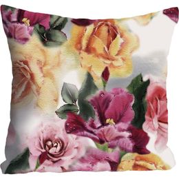 queence Dekokissen &raquo;Bl&uuml;ten & Bl&auml;tter&laquo; Kissenh&uuml;lle ohne F&uuml;llung, 1 St&uuml;ck bunt Polyester B/L: 40cm x 40cm, 1 Stk.