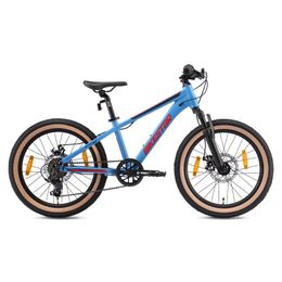 Bikestar Jugendfahrrad 7 Gang Shimano RD-TY21 Schaltwerk Kettenschaltung blau 30cm, 20 Zoll (50,80cm) Jugendfahrrad