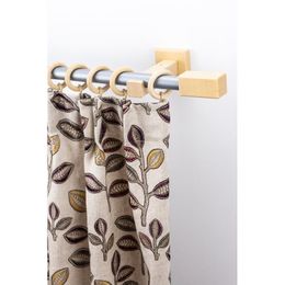 Garesa Gardinenstange &raquo;CUBUS&laquo; &Oslash; 20 mm 1 l&auml;ufig-l&auml;ufig Wunschma&szlig;l&auml;nge Vorhanggarnitur, verl&auml;ngerbar, Endknopf eckig, mit Ringe beige Holzwerkstoff, 