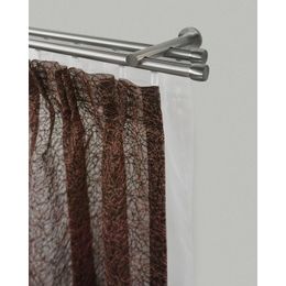 Garesa Gardinenstange &raquo;KAPPE&laquo; &Oslash; 16 mm 2 l&auml;ufig-l&auml;ufig Wunschma&szlig;l&auml;nge Vorhanggarnitur, einfache Montage, verl&auml;ngerbar, edelstahl optik silber Eisen B/L